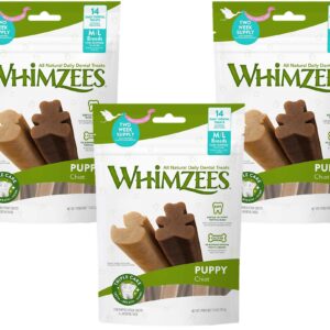 Whimzees 3 Pack of Puppy Daily Dental Treats, 14 Sticks Each, for Medium to Large Puppies