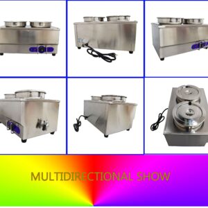 INTBUYING 2 Pan Food Soup Warmer Stove Bain Marie Commercial Canteen Buffet Steam Heater Stainless Steel with 2 Pots 110V 1500W