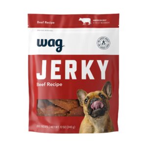 amazon brand - wag soft & tender american jerky dog treats – beef recipe (12 oz)