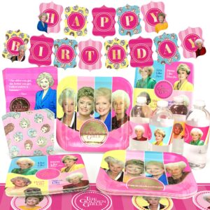 golden girls party supplies (standard) birthday party decorations with happy birthday banner, 58 piece set - 40th birthday decorations, 50th birthday decorations for women, bridal shower decorations