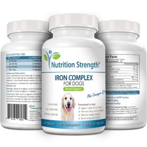 Nutrition Strength Iron for Dogs with Anemia to Support Blood Health, Blood Cell Formation & Oxygen Supply, Iron Supplement for Anemic Dogs + Vitamin C, Folate, Vitamin B12, 120 Chewable Tablets