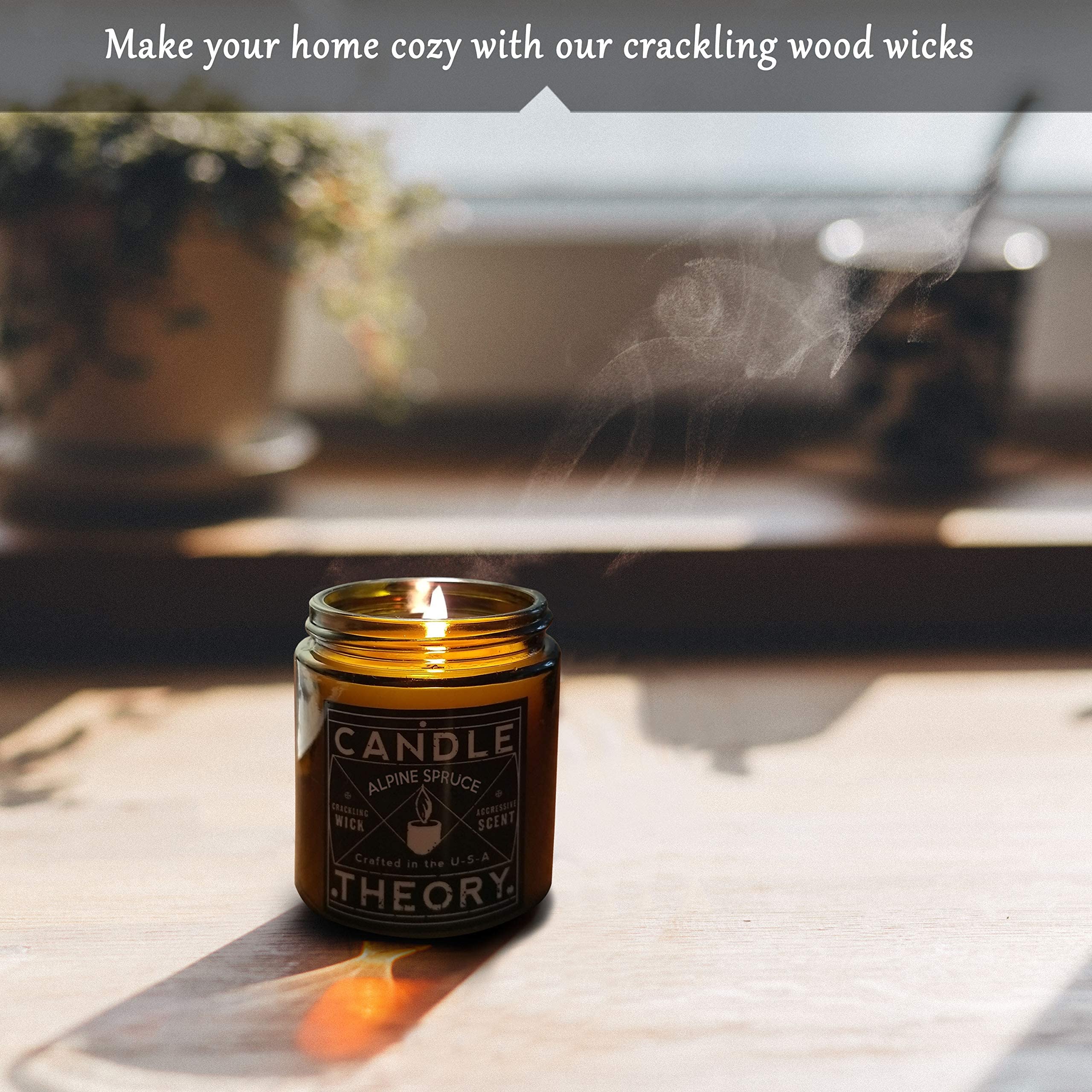 Scented Candle Gift Set with Crackling Wood Wicks 3, 4oz Candles, Misty Falls, Alpine Spruce, Spring Meadow - Designed for Both Men Women, Man Cave Decor Wood Wicks Candle Wood Wick Candles for Home