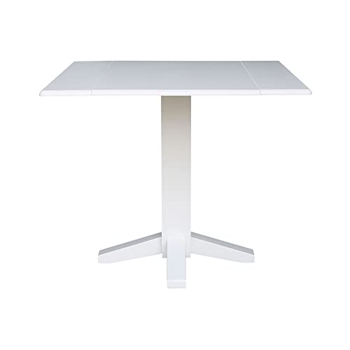 International Concepts 36" Square Dual Drop Leaf Dining Table, White