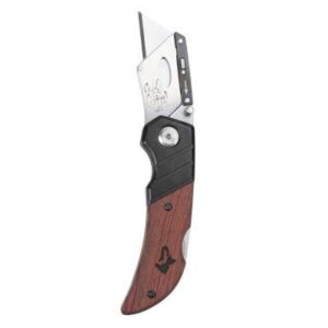 husky wood handle folding lock-back utility knife