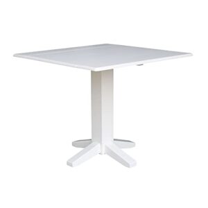 international concepts 36" square dual drop leaf dining table, white