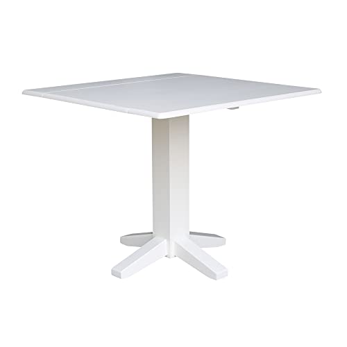 International Concepts 36" Square Dual Drop Leaf Dining Table, White