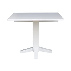 International Concepts 36" Square Dual Drop Leaf Dining Table, White