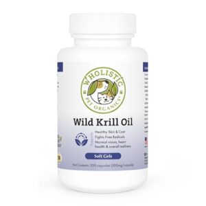 wholistic pet organics - krill oil soft gel capsules for dogs - supports dog joint health, shiny coat & heart wellness - omega-3 & astaxanthin supplement - 200 count