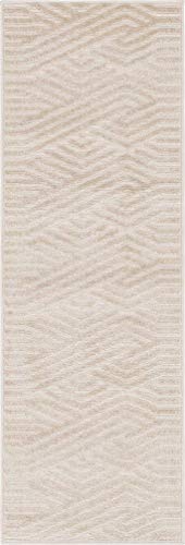 Unique Loom Sabrina Soto Outdoor Collection Modern, Vibrant, Carved Area Rug, 2 ft x 6 ft, Beige