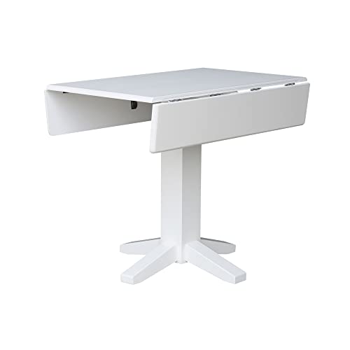 International Concepts 36" Square Dual Drop Leaf Dining Table, White