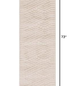 Unique Loom Sabrina Soto Outdoor Collection Modern, Vibrant, Carved Area Rug, 2 ft x 6 ft, Beige