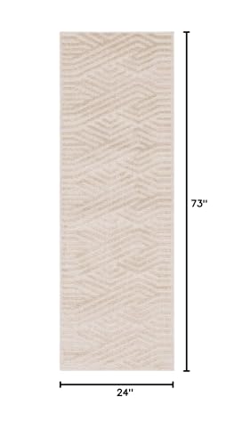 Unique Loom Sabrina Soto Outdoor Collection Modern, Vibrant, Carved Area Rug, 2 ft x 6 ft, Beige