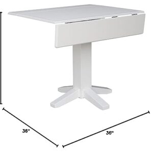 International Concepts 36" Square Dual Drop Leaf Dining Table, White