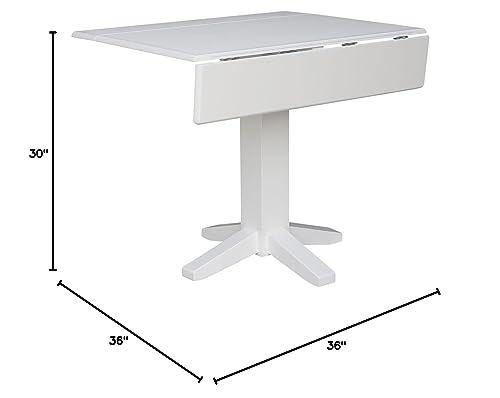 International Concepts 36" Square Dual Drop Leaf Dining Table, White