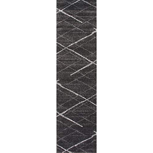 nuLOOM 2x6 Thigpen Contemporary Area Rug, Charcoal, Abstract Lines, Non-Slip Backing, Stain Resistant, For Bedroom, Dining Room, Living Room, Hallway, Office, Kitchen, Entryway