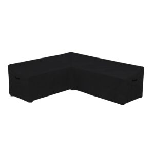 linkool outdoor furniture covers patio sectional couch protector waterproof v shaped black small size 85x34x30h inches