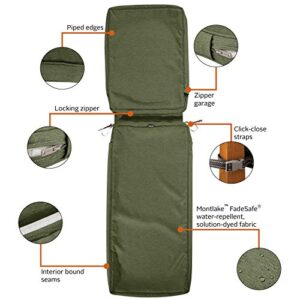 Classic Accessories Montlake Water-Resistant 74 x 23 x 3 Inch Outdoor Chaise Lounge Cushion Slip Cover, Patio Furniture Cushion Cover, Heather Fern, Patio Furniture Cushion Covers