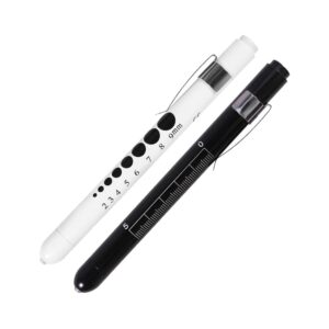 aokin pen light with pupil gauge, reusable led penlight medical for doctor nurse diagnostic etc, white light, black and white