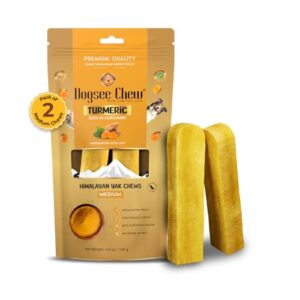 dogsee turmeric/curcumin/curcuma flavor himalayan yak cheese dental chews for dogs (medium - 2 chews) | anti-inflammatory | made in himalayan regions | premium yak cheese dental chews