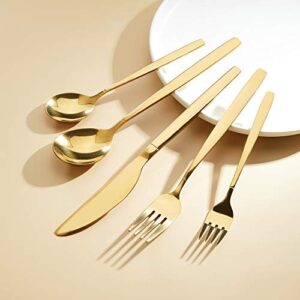 Gold Silverware Set for 4, 20 Piece Gold Utensils, 18/10 Stainless Steel Utensils Set Titanium Gold Plated, Dishwasher Safe Gold Flatware, Great for Wedding or Daily Use