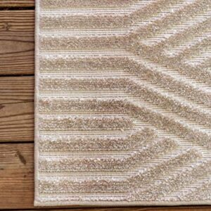 Unique Loom Sabrina Soto Outdoor Collection Modern, Vibrant, Carved Area Rug, 2 ft x 6 ft, Beige