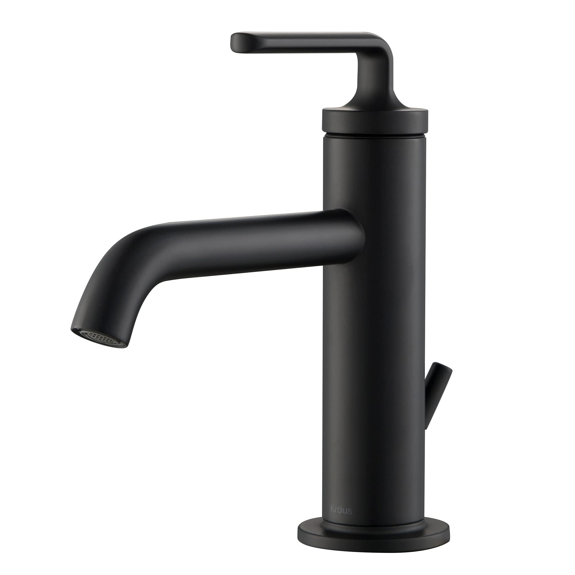 KRAUS Ramus Single Handle Bathroom Sink Faucet with Lift Rod Drain in Matte Black, KBF-1221MB