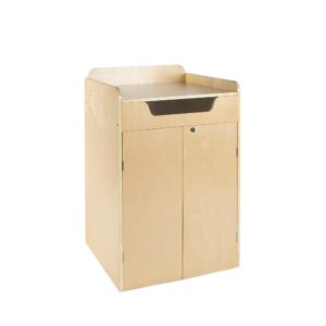 guidecraft library book drop - wooden rolling books and media storage unit with casters, office and school supply