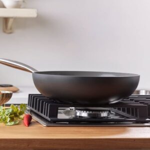 GreenPan Chatham Hard Anodized Healthy Ceramic Nonstick, 11" Wok Pan, PFAS-Free, Dishwasher Safe, Oven Safe, Gray