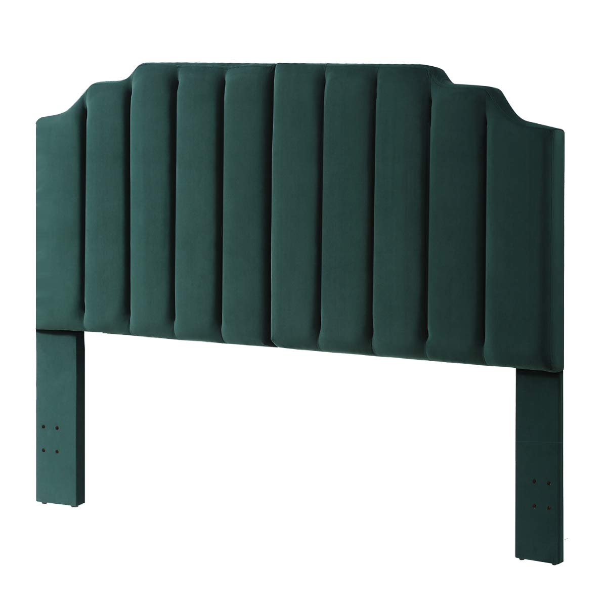 24KF Modern Velvet Upholstered King/Cal King Headboard, Tufted Headboard for King/Cal King Bed, Modern Vertical Channel Design with Curved Tufted King Head Board-Jade