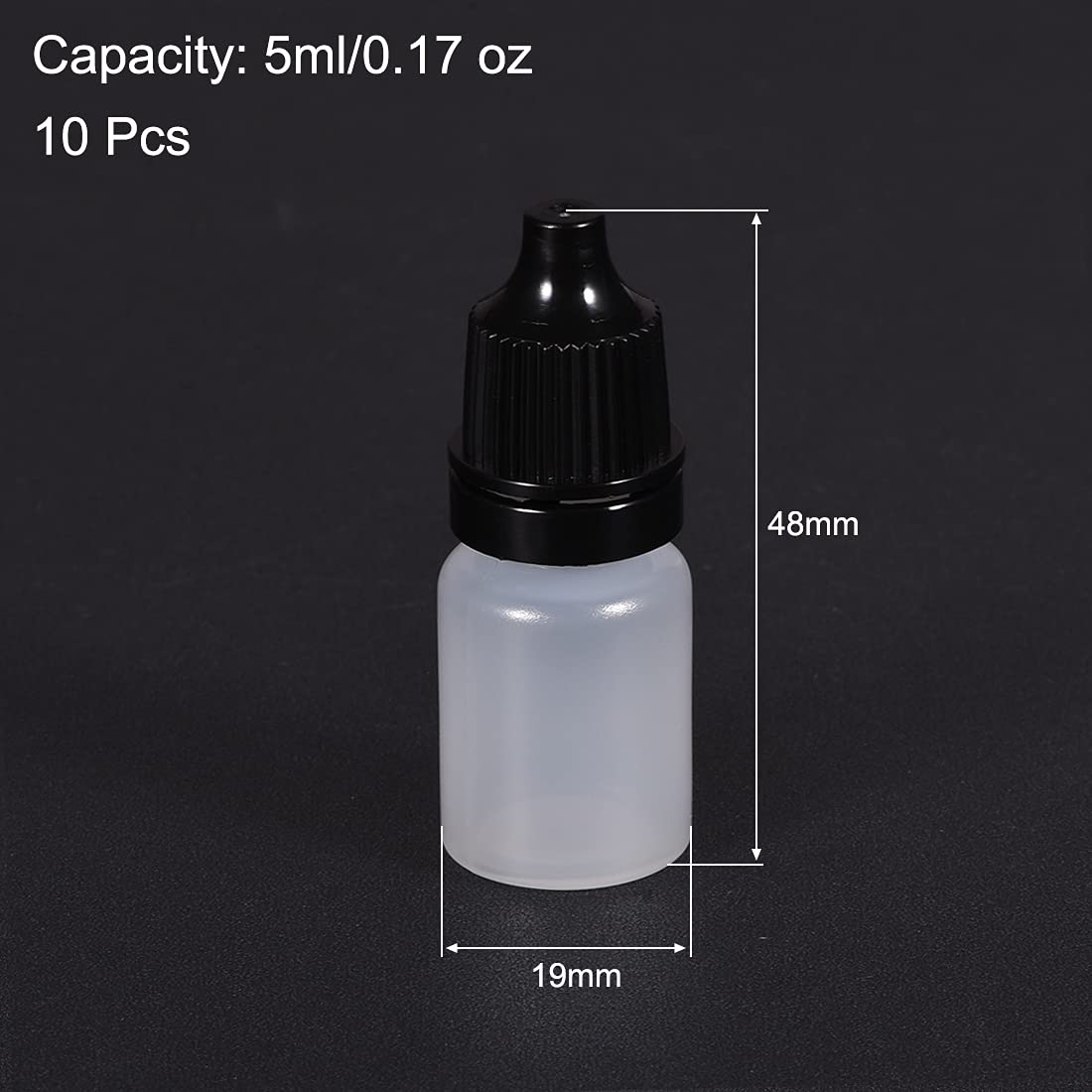 uxcell Plastic Dropper Bottles, 5ml/0.17 oz Empty Squeezable Dropper Bottle with Cap, Black, Pack of 10