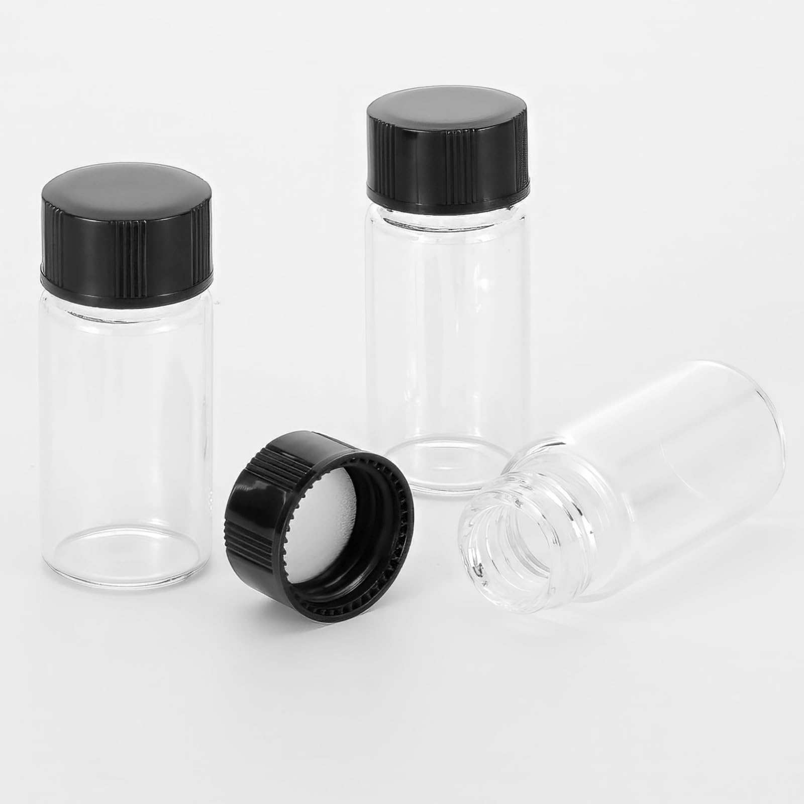 Ellbest 5ml (0.17 Oz) Small Glass Vials Liquid Sample Collection Clear Glass Bottles with Screwcap, Pack of 10