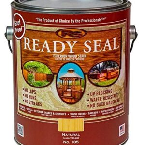 Ready Seal Stain & Sealer for Wood, Outdoor Deck and Fence, 1 Gallon, Multiple Colors Available – Easy to Apply, No Back Brushing Needed, and UV Protection (Light Oak #105)