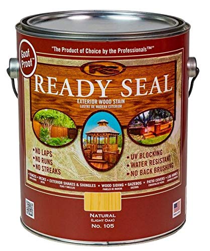 Ready Seal Stain & Sealer for Wood, Outdoor Deck and Fence, 1 Gallon, Multiple Colors Available – Easy to Apply, No Back Brushing Needed, and UV Protection (Light Oak #105)