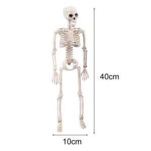 Oun Nana Halloween Posable Skeleton 16” Full Body Plastic Halloween Skeletons with Movable Joints, Mini Poseable Skeleton Toy for Halloween Party Decorations