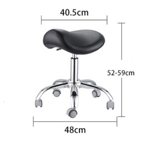 GAOXINGSHOP Ottomans Footstools Black Saddle Stool Adjustable Swivel Lift Ergonomic Stool Rolling Saddle Chair Office Stool (Size : 48 * 52-59cm)