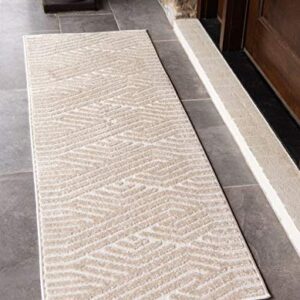 Unique Loom Sabrina Soto Outdoor Collection Modern, Vibrant, Carved Area Rug, 2 ft x 6 ft, Beige