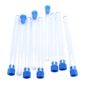 dasunny 20pcs clear plastic test tubes with blue caps for liquid experiment seed powder spice,16 x 150mm