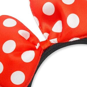 winvin Set of 24 Mouse Costume Deluxe Fabric Ears Headband White Polka Dots Bow Boys Girls Birthday Party Hairs Accessories Baby Shower Headwear Halloween Party Favors Decorations (Black Red)