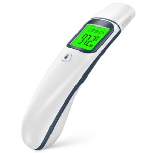 no-touch thermometer for adults and kids,infrared digital thermometer for kids,touchless baby thermometer,accurate reading with large display,fever alarm,mute mode,memory recall,non contact