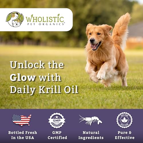 Wholistic Pet Organics - Krill Oil Soft Gel Capsules for Dogs - Supports Dog Joint Health, Shiny Coat & Heart Wellness - Omega-3 & Astaxanthin Supplement - 200 Count