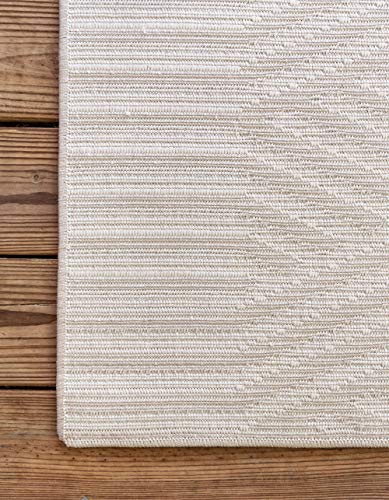 Unique Loom Sabrina Soto Outdoor Collection Modern, Vibrant, Carved Area Rug, 2 ft x 6 ft, Beige