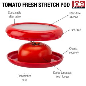 Joie Fresh Stretch Pod Tomato Storage Container, Silicone Food Saver, Keeps Leftover Produce Flavorful and Firm in Fridge, Reusable Kitchen Gadget, Dishwasher Safe