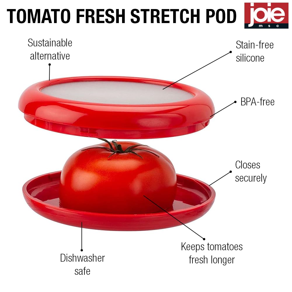 Joie Fresh Stretch Pod Tomato Storage Container, Silicone Food Saver, Keeps Leftover Produce Flavorful and Firm in Fridge, Reusable Kitchen Gadget, Dishwasher Safe