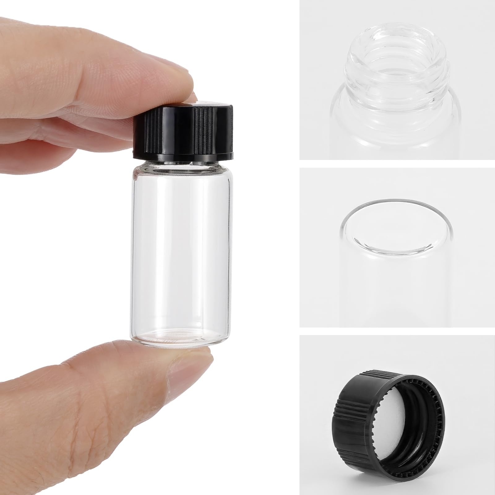 Ellbest 5ml (0.17 Oz) Small Glass Vials Liquid Sample Collection Clear Glass Bottles with Screwcap, Pack of 10