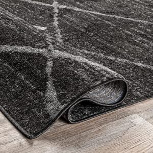 nuLOOM 2x6 Thigpen Contemporary Area Rug, Charcoal, Abstract Lines, Non-Slip Backing, Stain Resistant, For Bedroom, Dining Room, Living Room, Hallway, Office, Kitchen, Entryway