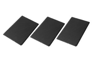 kevlang 3 pack-12"x 8" slate cheese boards with natural cut edges. perfect slate serving tray for cheese,cupcakes,fruits,snacks,biscuits,steak,bacon,sushi