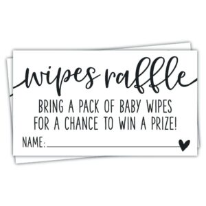 50 wipes raffle ticket cards - baby shower game - modern script design