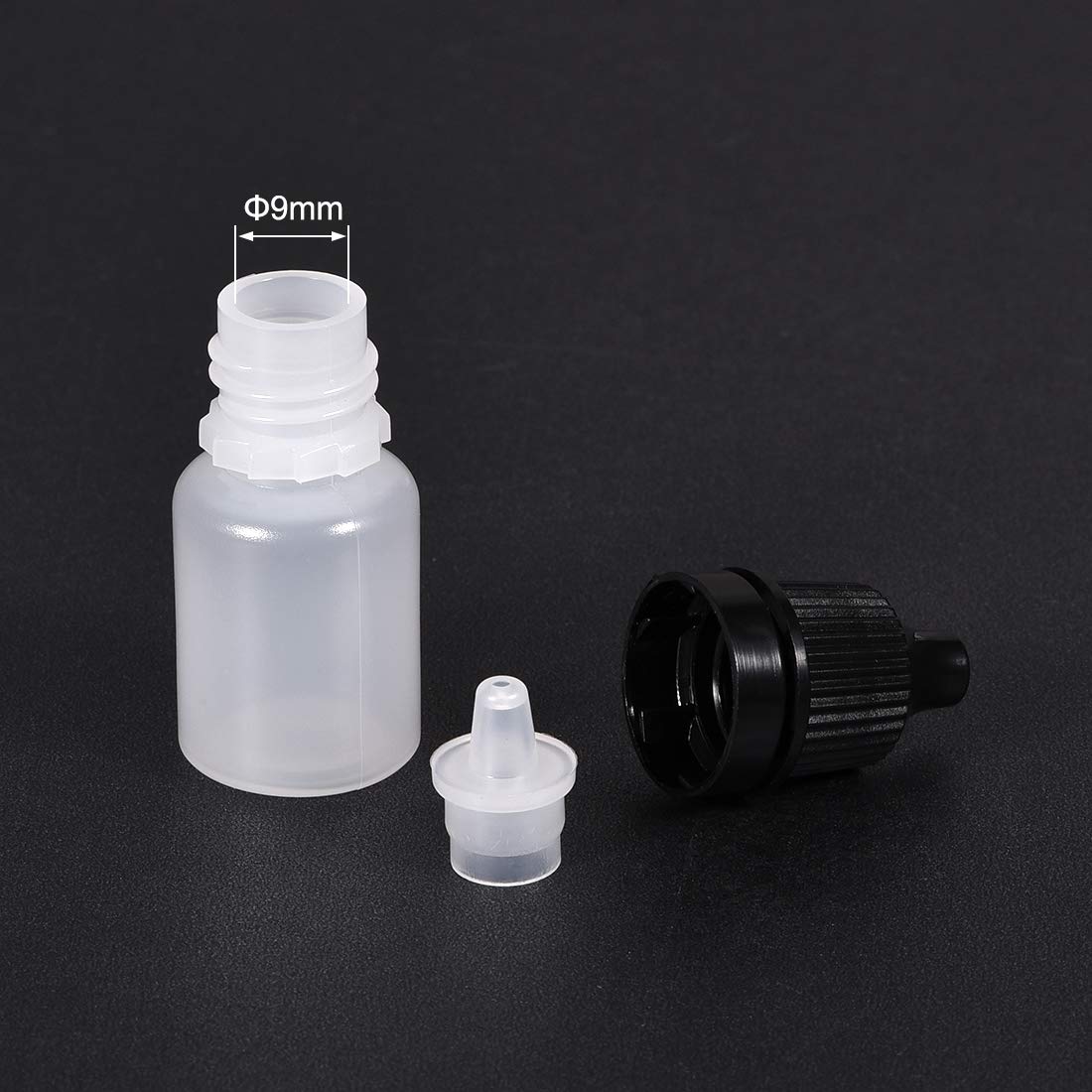 uxcell Plastic Dropper Bottles, 5ml/0.17 oz Empty Squeezable Dropper Bottle with Cap, Black, Pack of 10