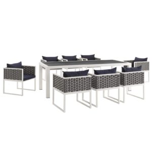 Modway Stance Outdoor Patio Woven Rope 9-Piece Dining Furniture Set