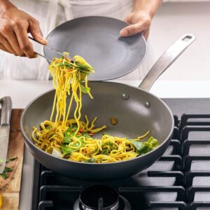 GreenPan Chatham Hard Anodized Healthy Ceramic Nonstick, 11" Wok Pan, PFAS-Free, Dishwasher Safe, Oven Safe, Gray